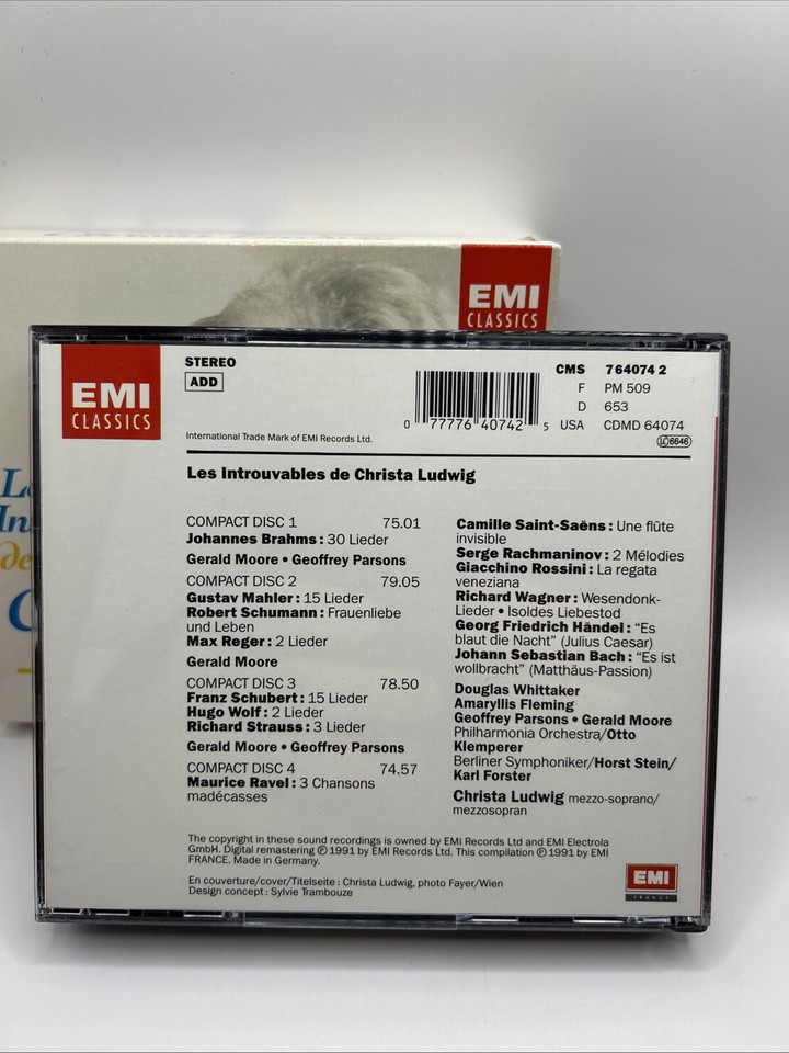 Les Introuvables de Christa Ludwig [EMI, 4 CD Box Set] VG-EX D348a | eBay