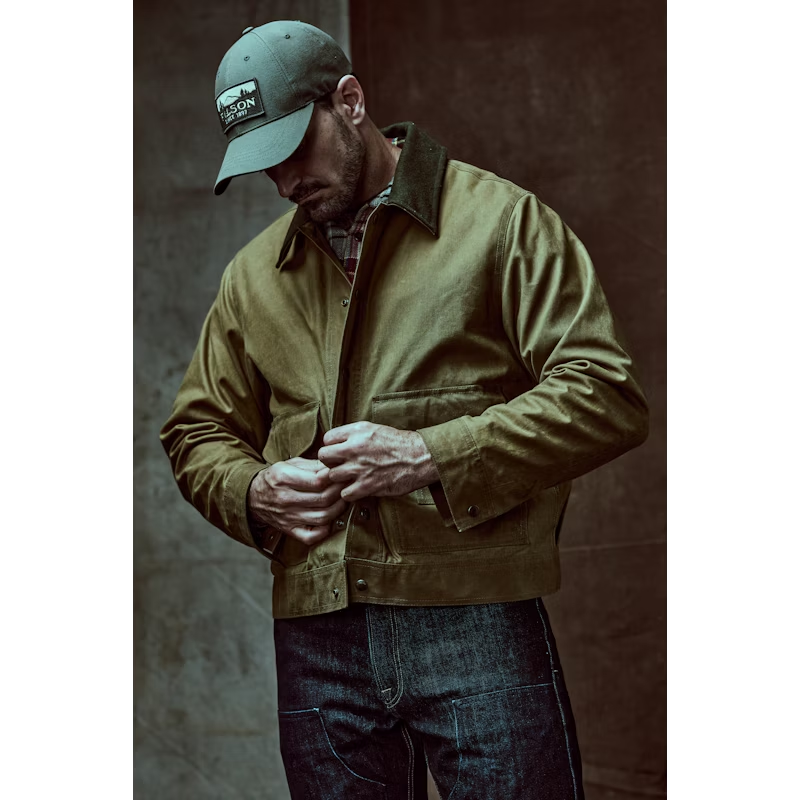 Filson Tin Cloth Work Jacket 20232885 Dark Tan Khaki Waxed Oil Finish ...