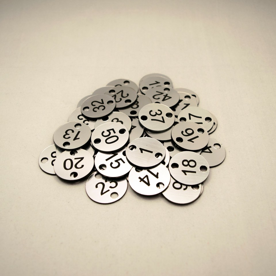 50 x 3cm 2 holes Engraved Number Discs, Table, Tags, Locker, Pub ...