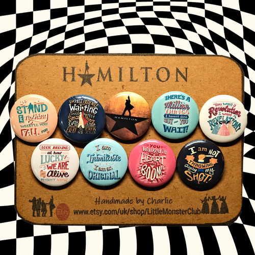 HAMILTON THE MUSICAL PIN BADGE BUTTONS - Hamilton gifts - badges ...