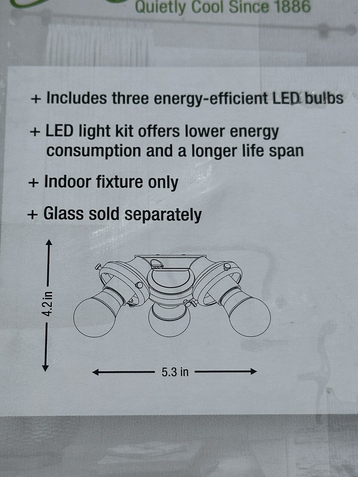 Hunter 99135 3-Light Fitter Kit White 3 LED Enegry-Efficent Bulbs ...