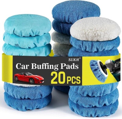20PCS Car Buffing Pads Polishing Bonnet Pad Orbital Buffer Set Waxing ...