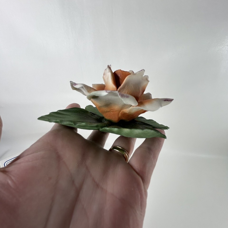 Vintage Dea Capodimonte Peach Rose and Stem Hand painted Porcelain ...