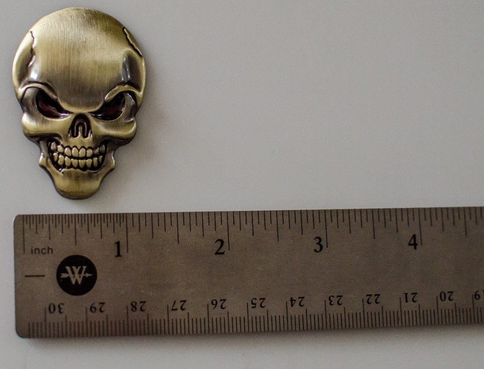 METAL 3D Skull Emblem Sticker Skeleton Skull Decal Badge ATV, UTV ...