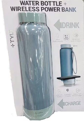 TYLT Water Bottle + Wireless Power Bank, Blue With Gray 195925528156 | eBay