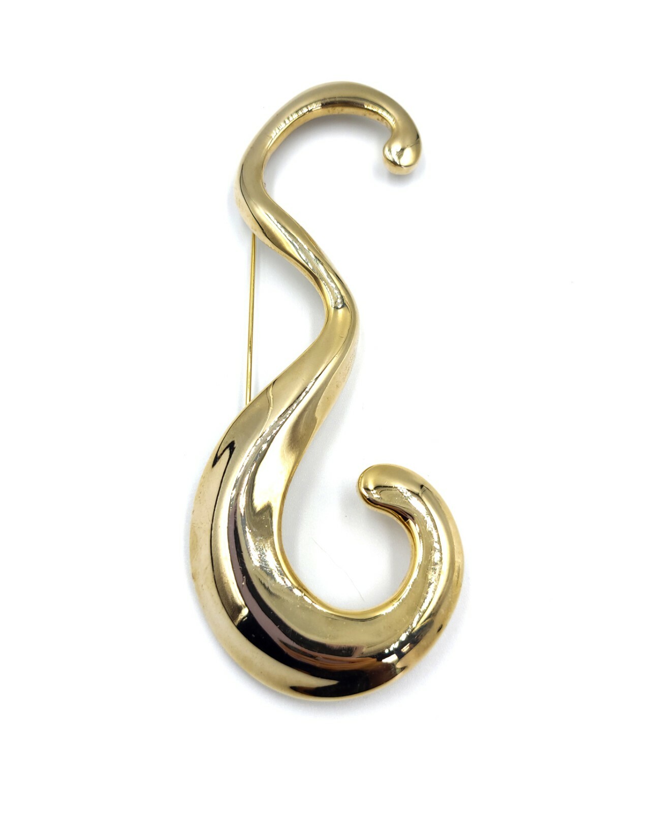 HUGE Letter E Polished Gold Tone BROOCH Big Statement… - Gem