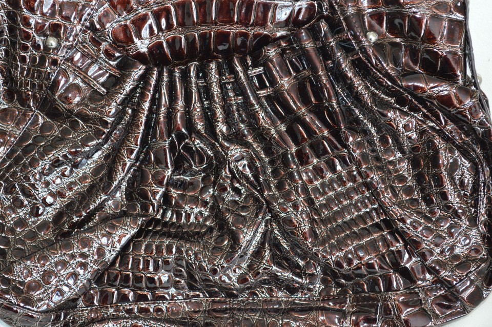 Marco Shoulder Purse Hand Bag Brown Faux Alligator Skin NEW Zip Closure ...