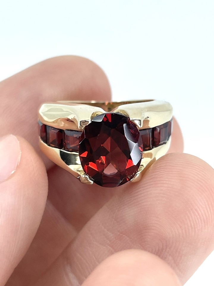 Designer John C. Rinker JCR 14K Yellow Gold Garnet Cocktail Ring Size 4 ...
