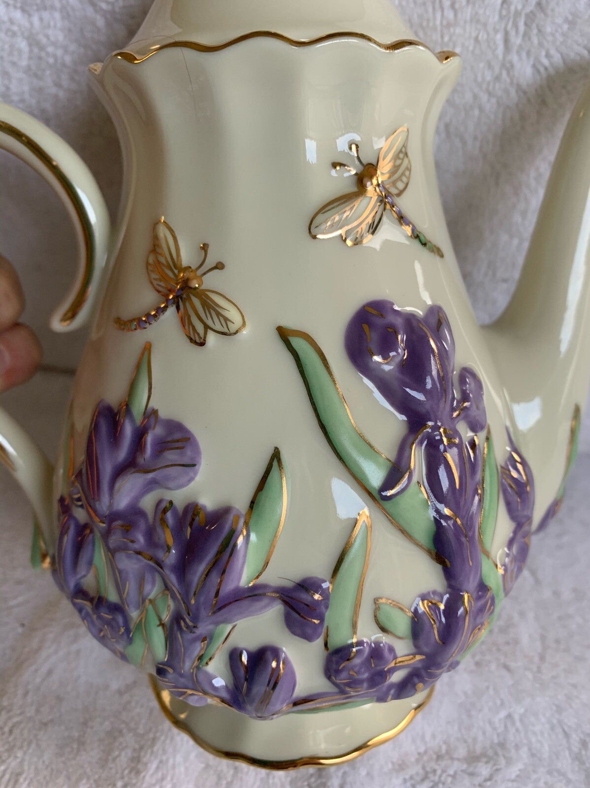 Lenox "The Springtime Splendor Teapot" Fine china W/Purple Iris ...