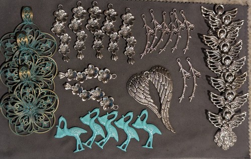 HUGE Lot of Jewelry Making Craft Supplies Findings angel, flower, stork ...