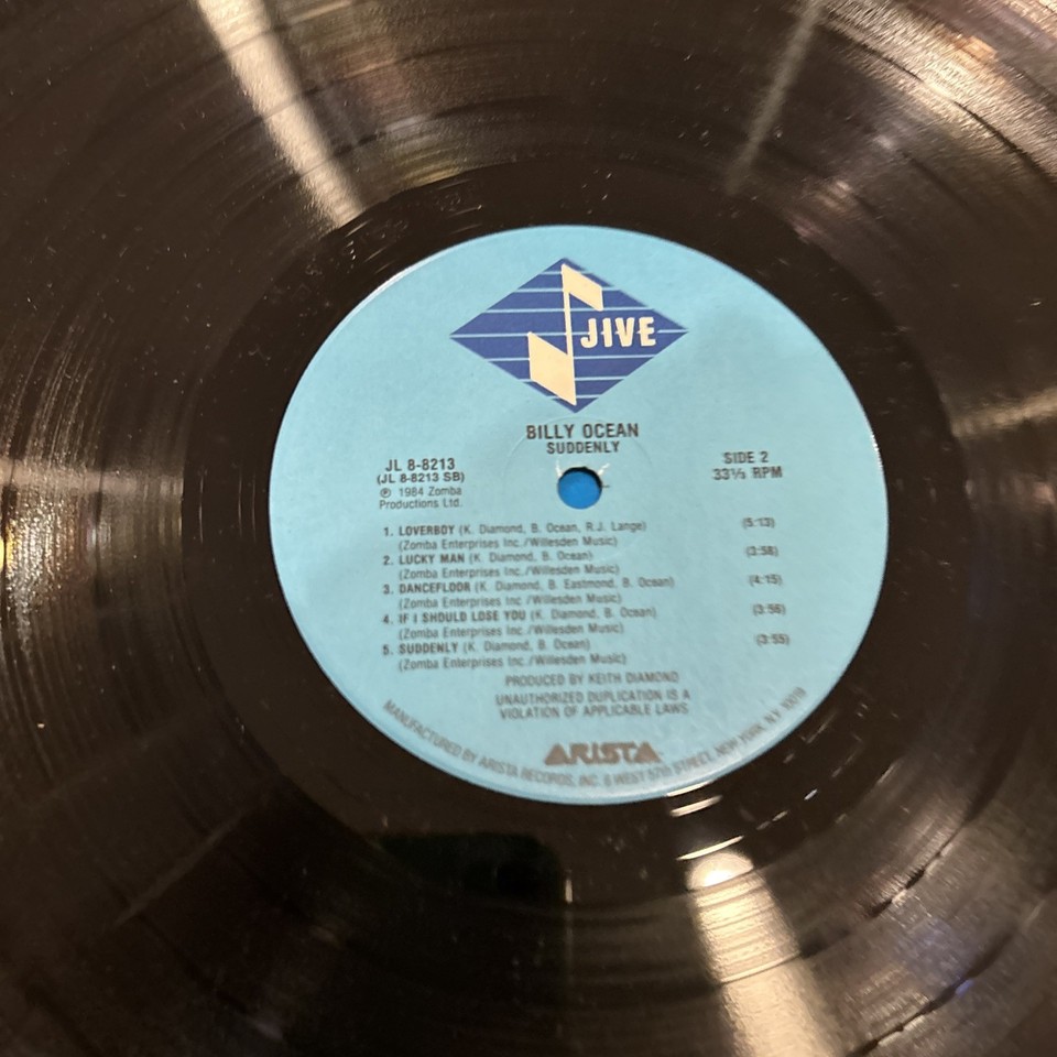 BILLY OCEAN - SUDDENLY-1984-Jive Records-JL 8-8213-lover boy-Caribbean ...