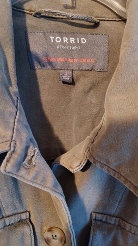 TORRID Army Camo Green Cotton Twill Peplum Utility Jacket Military ...