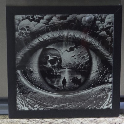 8x8 Laser Engraved Painted Acrylic Of An Eye With Skull/Lake Theme ...