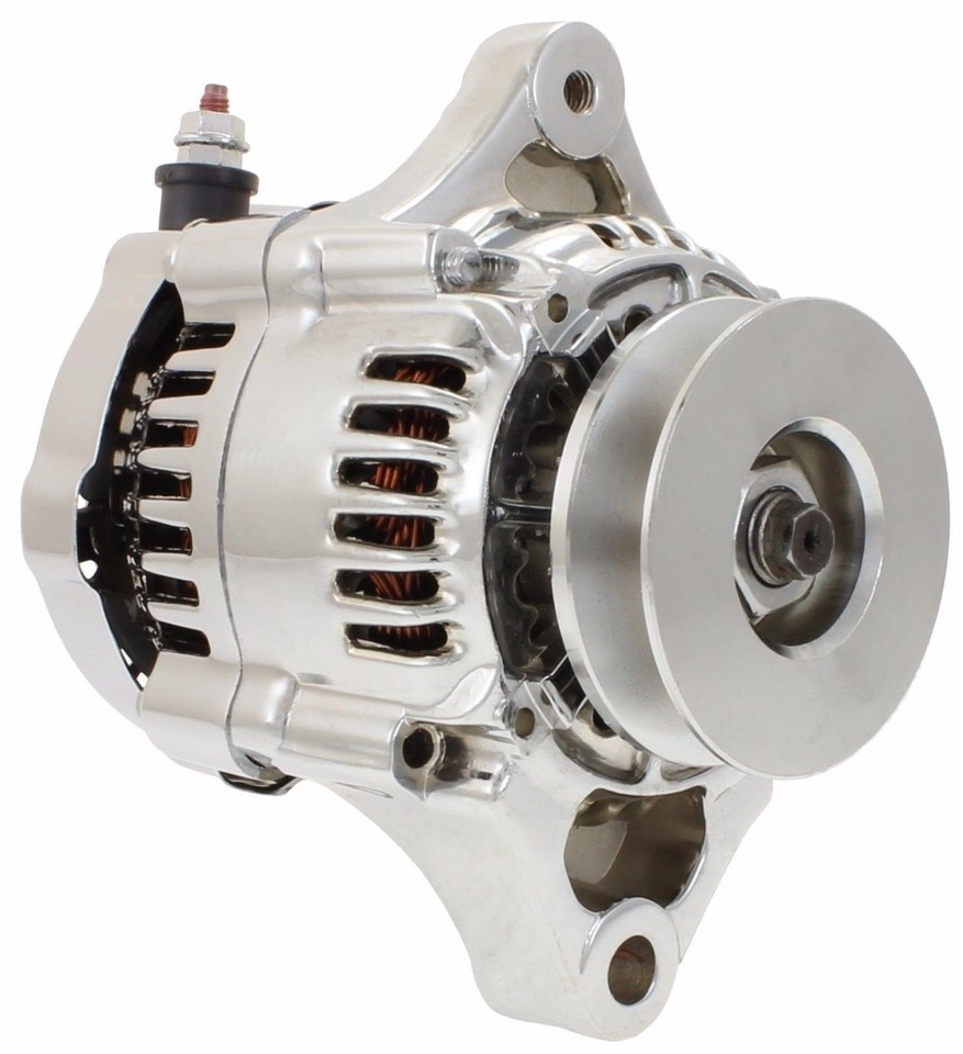 New CHROME Mini Alternator fits Street Rod Race Denso 70 Amp 12V Self ...