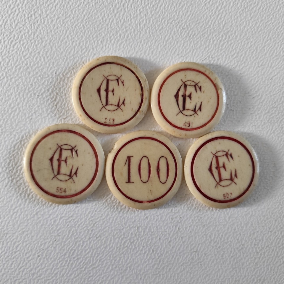 Lot Of 5 Tokens Value 100 Casino Ref19184J | eBay