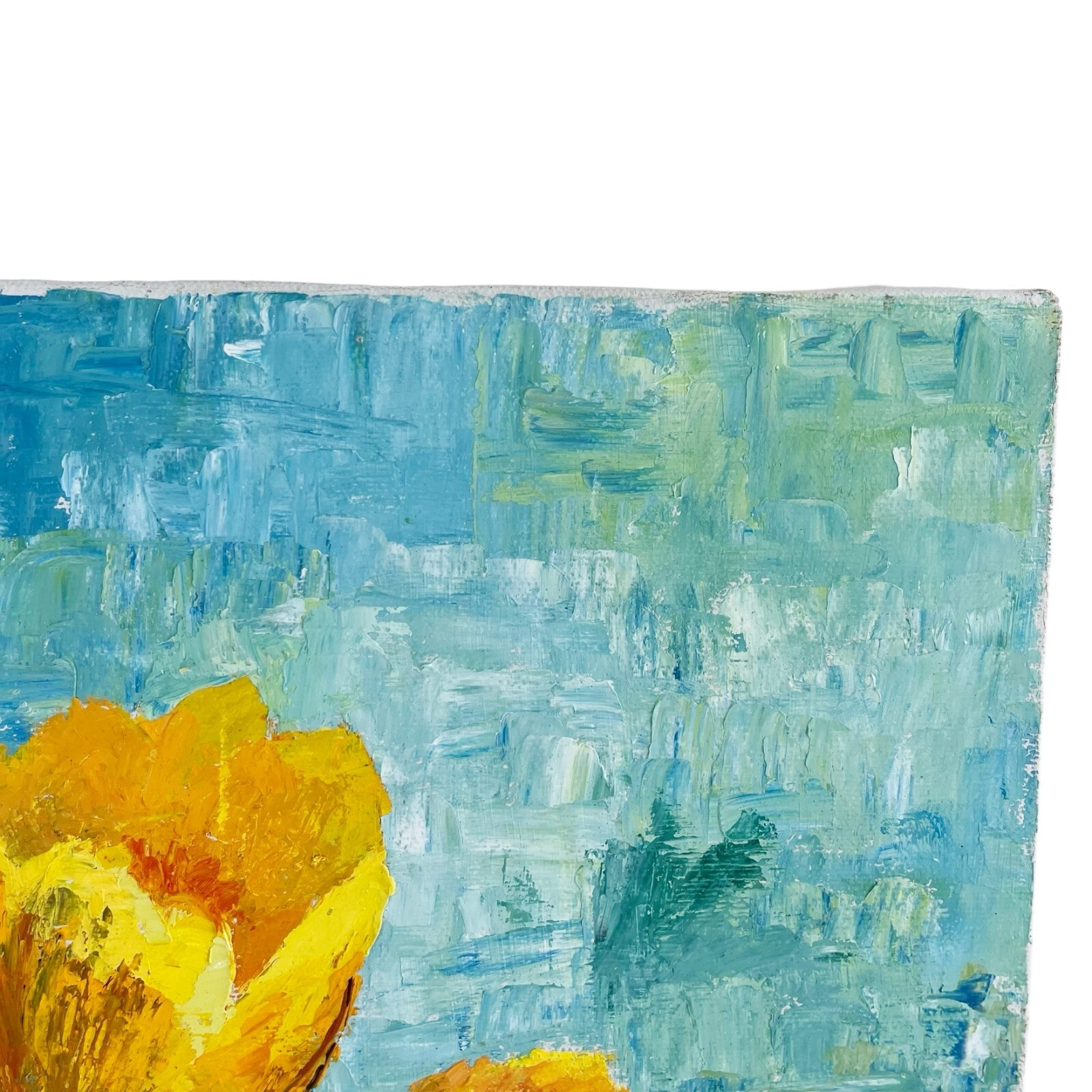 Original Oil Painting Art Yellow Crocus Iris Floral Abstract ...