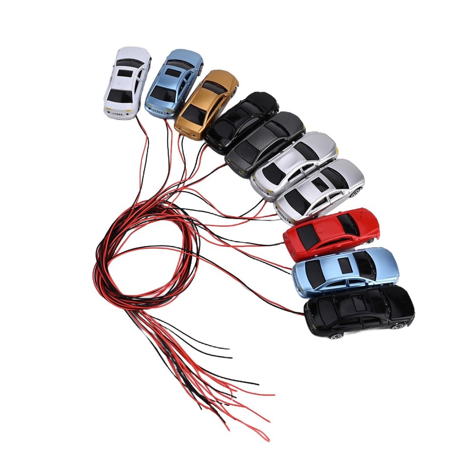 HO Scale Random Color Illuminated Model Car Train Set 45mm Length 10 ...