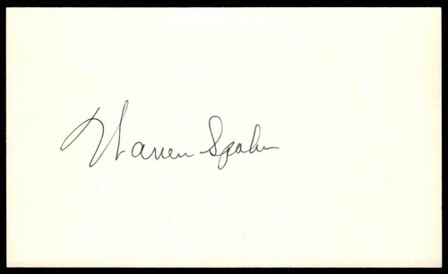 Warren Spahn Braves HOF Signed Auto Autograph 3x5 Index Card Authentic ...