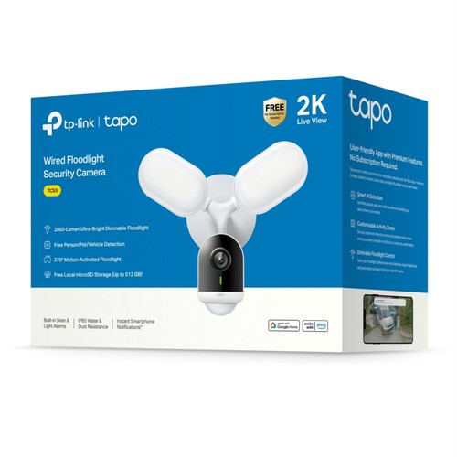 TP-Link Tapo 2K QHD Floodlight Camera Outdoor Surveillance Security ...