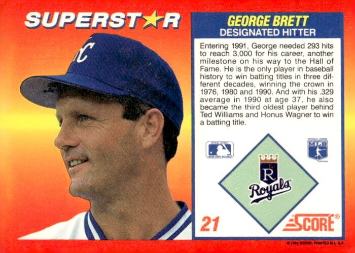 1992 Score Superstar #21 George Brett Kansas City Royals HOF | eBay
