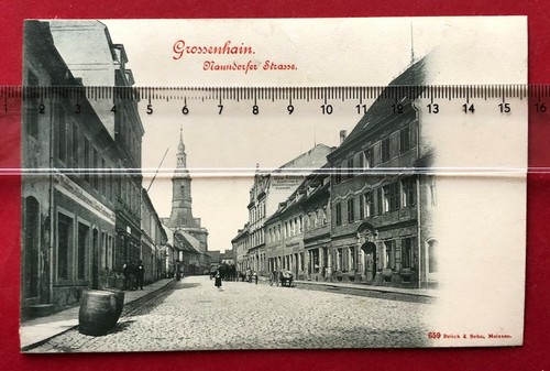 AK GROßENHAIN um 1900 Blick in die Naundorfer Strasse frühe Variante ...