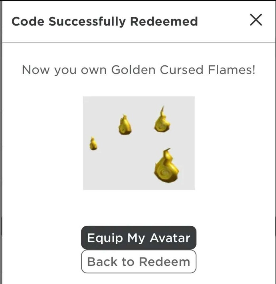 ROBLOX Bonus Chaser Particle Toy Code GOLDEN CURSED FLAMES *Sent in ...