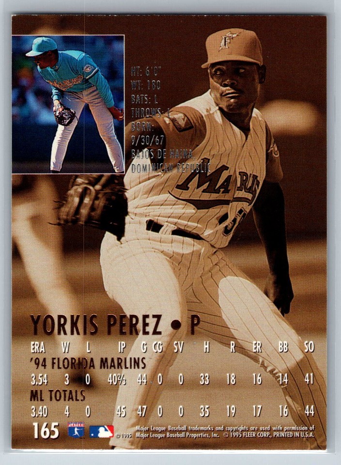 1995 Fleer Ultra Yorkis Perez Gold Medallion Parallel Florida Marlins ...