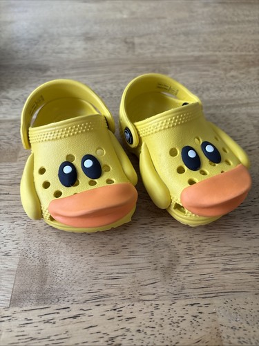 Crocs Yellow Ducks Size 2 3 Toddler Kids Shoes Slip On Clogs | eBay
