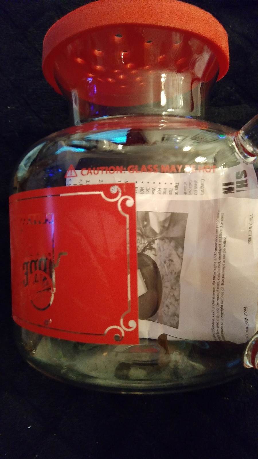 Sharper Image Microwave Popcorn Popper Clear Red Glass 2.25qt Jar ...