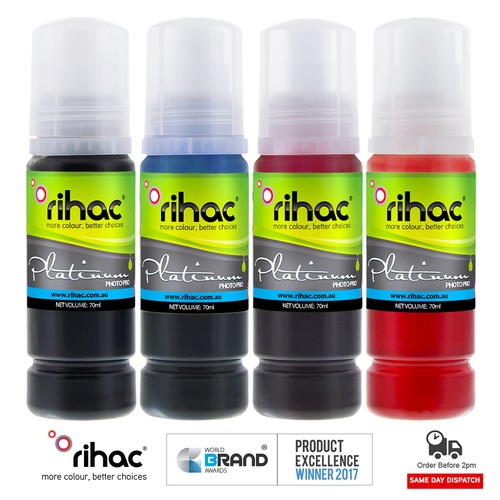 Rihac Dye Refill Ink for Epson 522 T522 EcoTank ET-1110 1810 2710 2810 ...