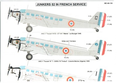 1/48 Berna Decal (BD 48-118) Junkers 52 in French Service | eBay