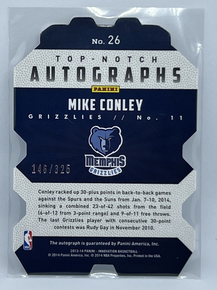 MIKE CONLEY 2013-14 INNOVATION AUTOGRAPHS #146/325 MEMPHIS GRIZZLIES | eBay