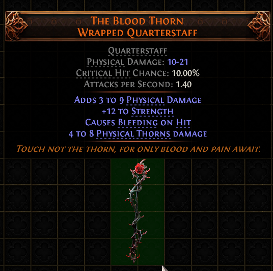 💥Path Of Exile 2💥Dawn Of The Hunt💥Quarterstaff💥The Blood Thorn Wrapped ...