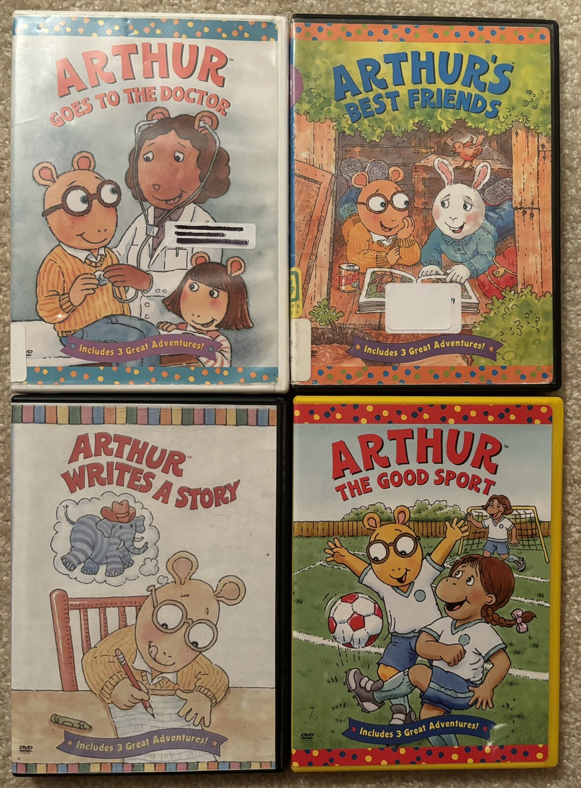 PBS Kids Arthur Lot of 4 DVDs Writes a Story, Good Sport, Doctor, Best ...