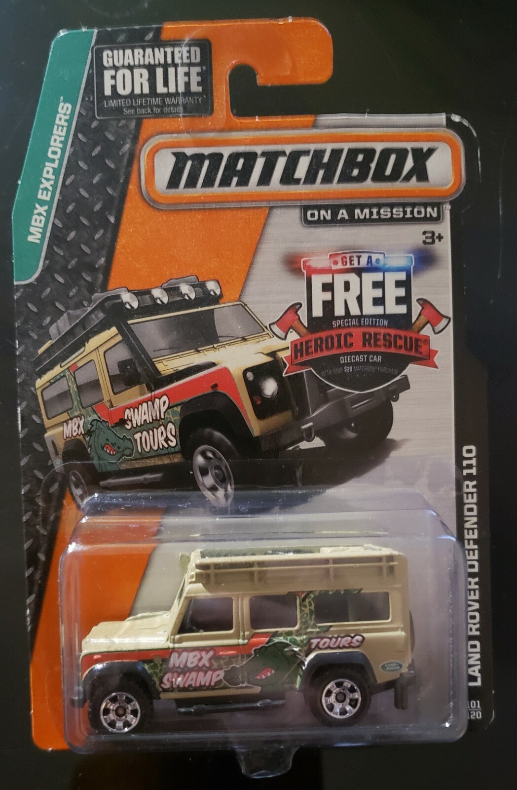 2015 MATCHBOX #101 MBX JUNGLE LAND ROVER DEFENDER 110 swamp tours MOMC ...