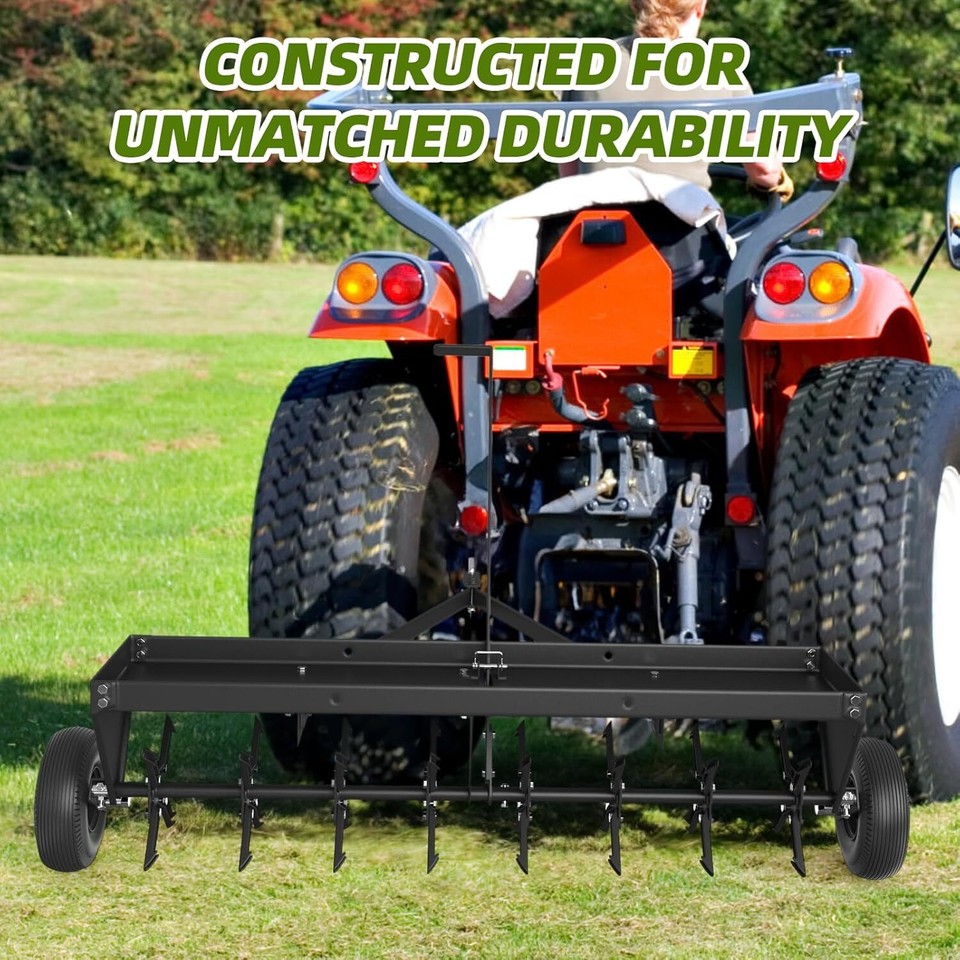 48" Tow Behind Spike Lawn Aerator Hitch to Tractor Mower Soil ...