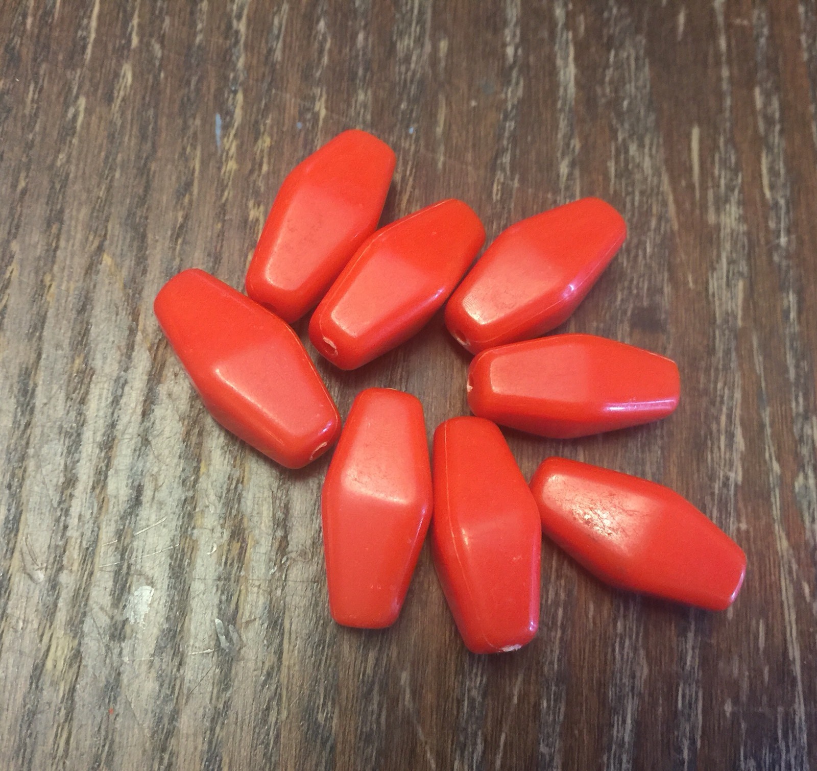 Vintage German Deep Vibrant Orange Large Bicone Kite Elongated Lucite ...