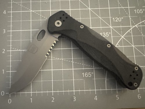 NOBLE EQUINE Mustang Black G10 Handle AUS8 Combo Edge Folding Knife 7.5 ...