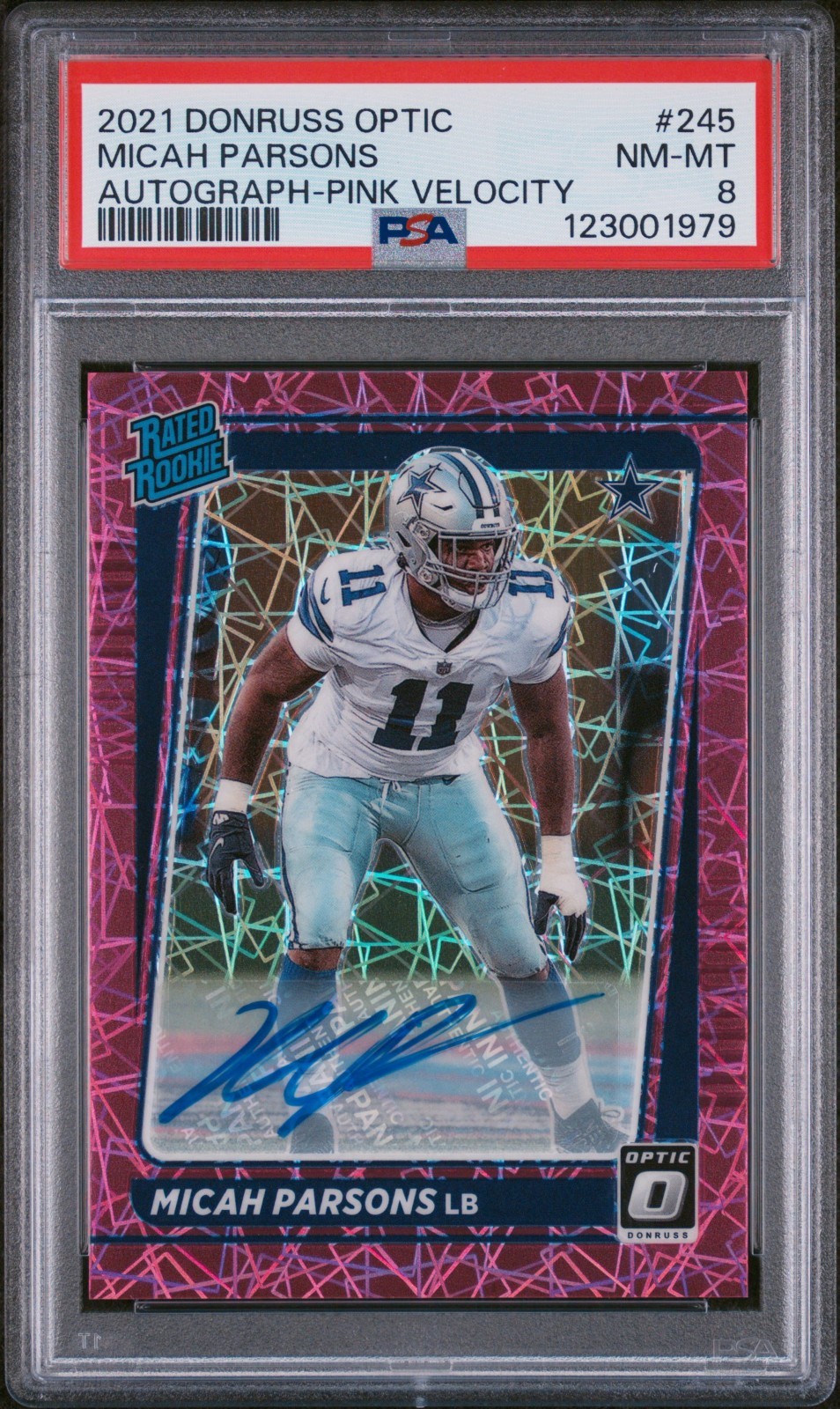 2021 PANINI DONRUSS OPTIC FOOTBALL MICAH PARSONS PINK VELOCITY AUTO #24 ...