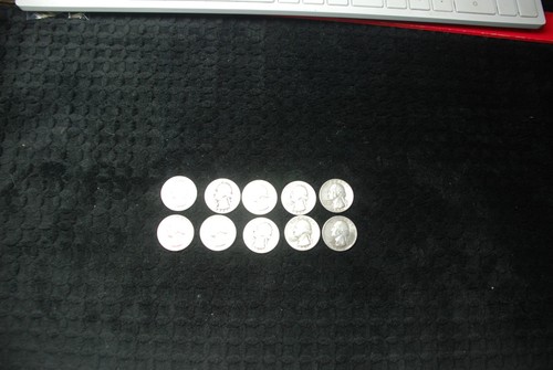 Lot of 10 Washington Quarters w/ Full Dates 1950-1964 90% Silver ~ Old ...