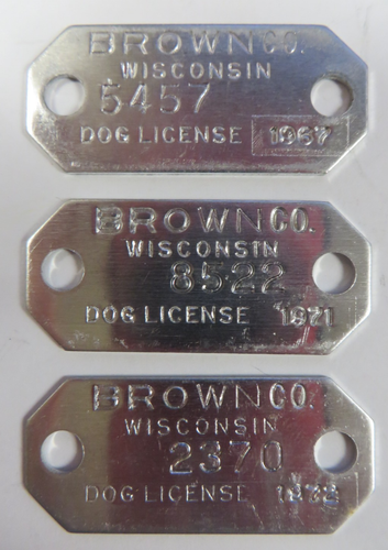 Vintage 1960's Lot Dog Tag License Tax Registration BROWN CO ...