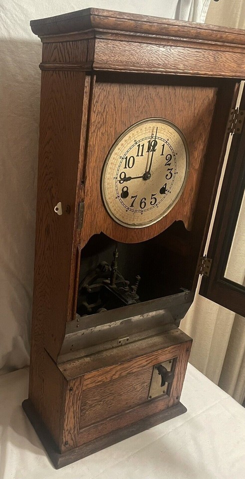 RARE Antique Cincinnati Time Recorder Clock 35” x 16” 54 lbs Untested ...