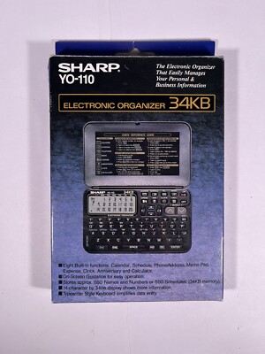 Sharp Electronic Organizer 34KB YO-110 Clock Calendar Schedule Memo | eBay