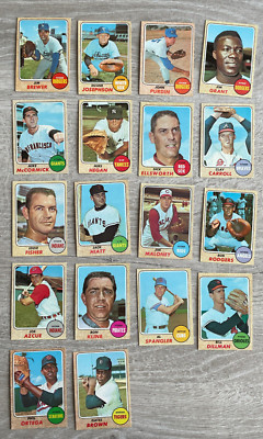 (18) 1968 Topps Baseball Common Lot. Average Grade EX. All look nice ...