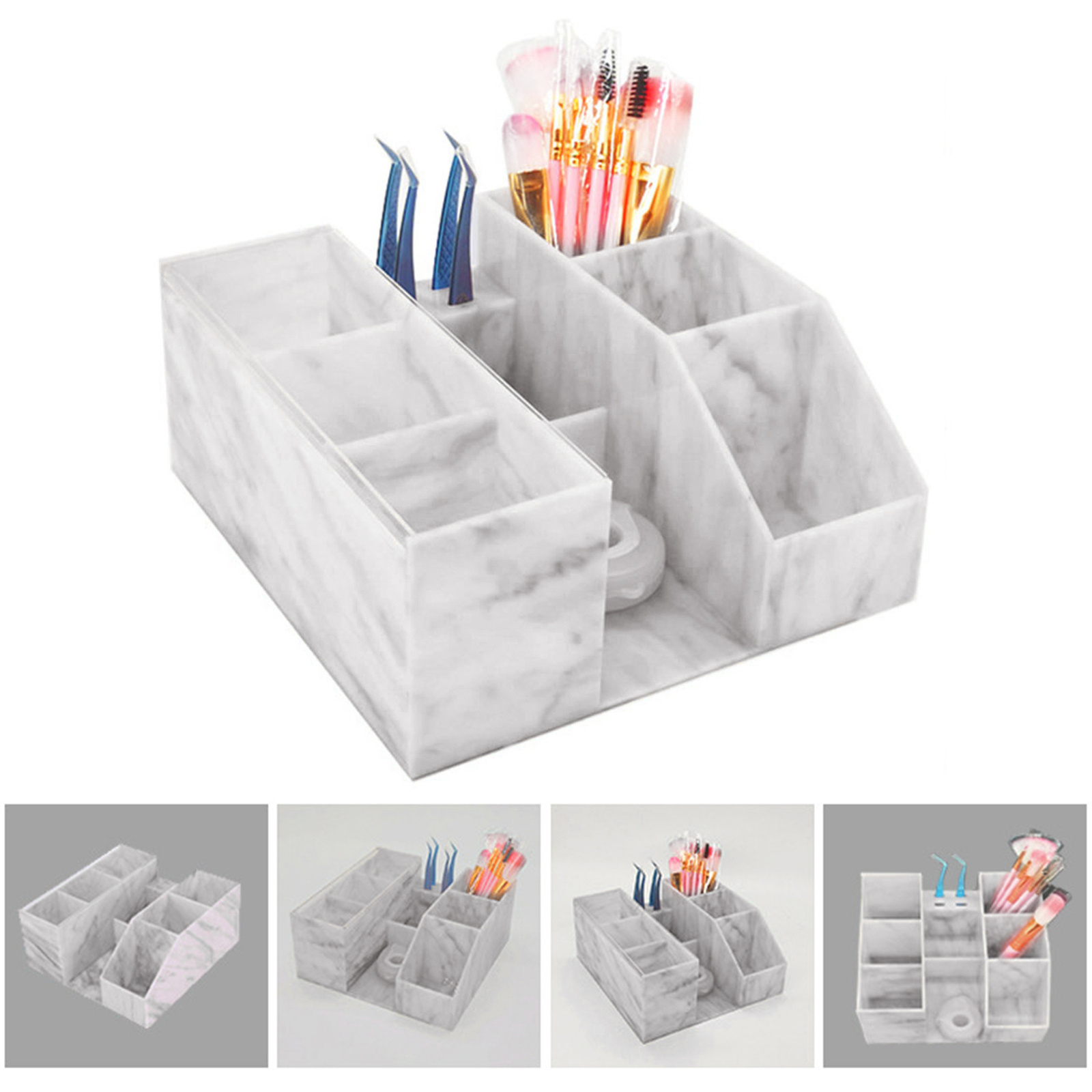 Multi Compartment Large Capacity Makeup Organizer Home Eyelash ...