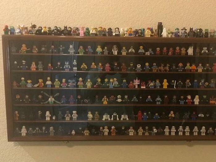 Minifigures Display Case 180 Pcs LEGO Walnut Rack Figurines Wood Shelf ...