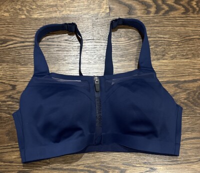 VICTORIA'S SECRET INCREDIBLE Knockout Ultra Max Zip Front BRA 34 D Navy ...