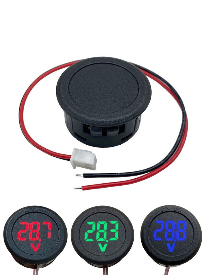 Car Voltmeter DC 4-100V LED Digital Display Round Two Wire panel ...