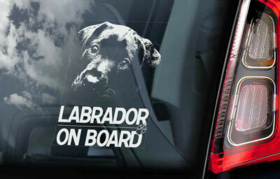 LABRADOR Car Sticker, Dog On Board Black Lab Retriever Window Sign ...