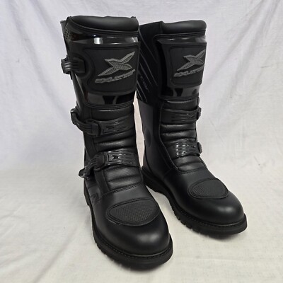 Exustar Adventure Motorcycle Boots Black US 12.5 *CLOSEOUT DISPLAY* | eBay
